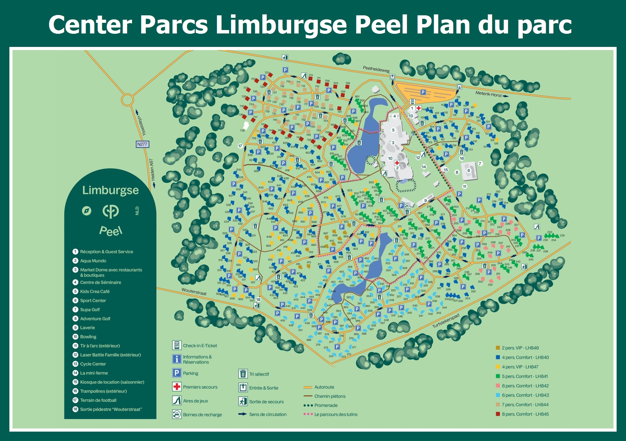 Le plan du Center Parcs Limburgse Peel | ParkExplorer