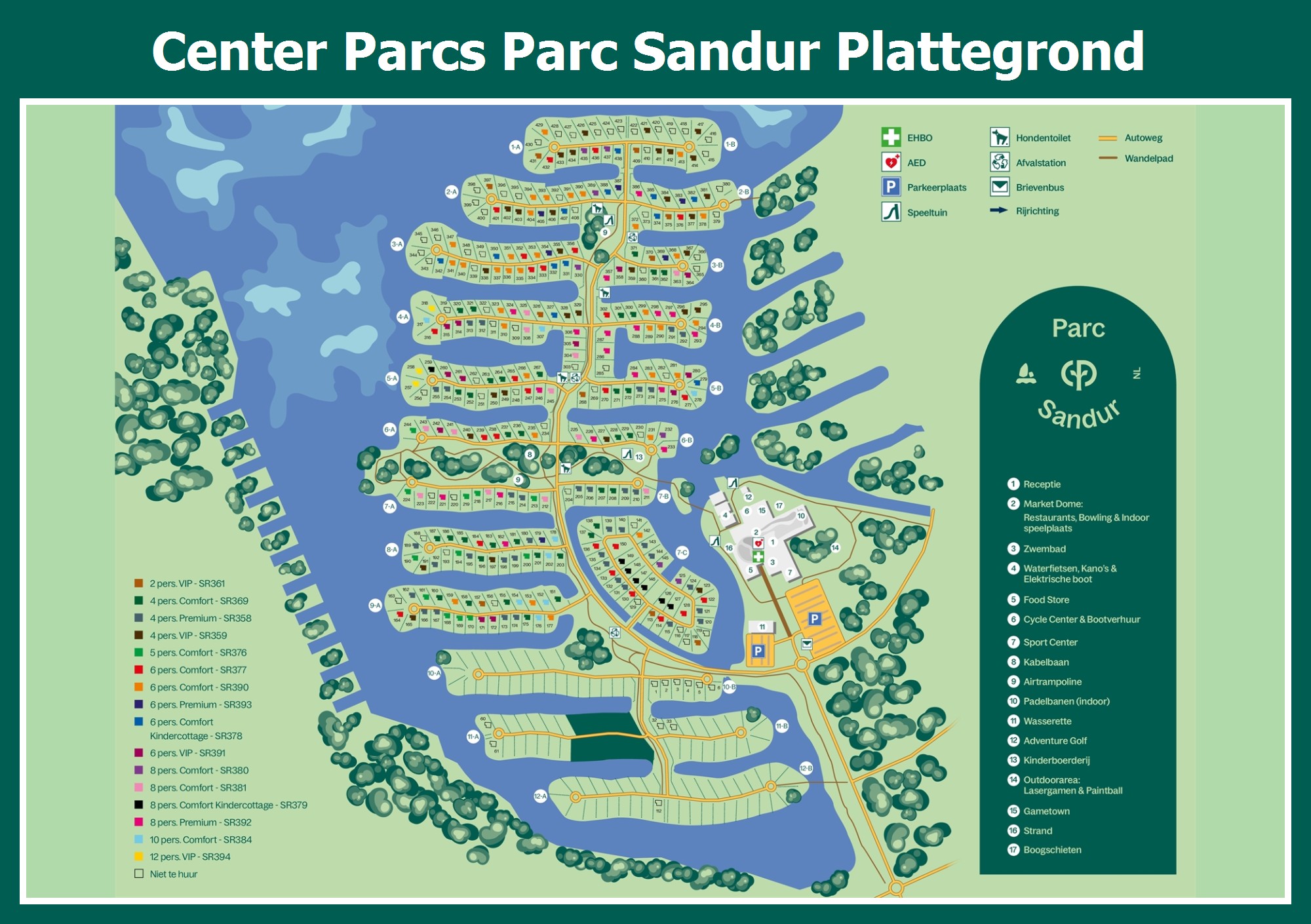 Plattegrond van Center Parcs Parc Sandur | ParkExplorer