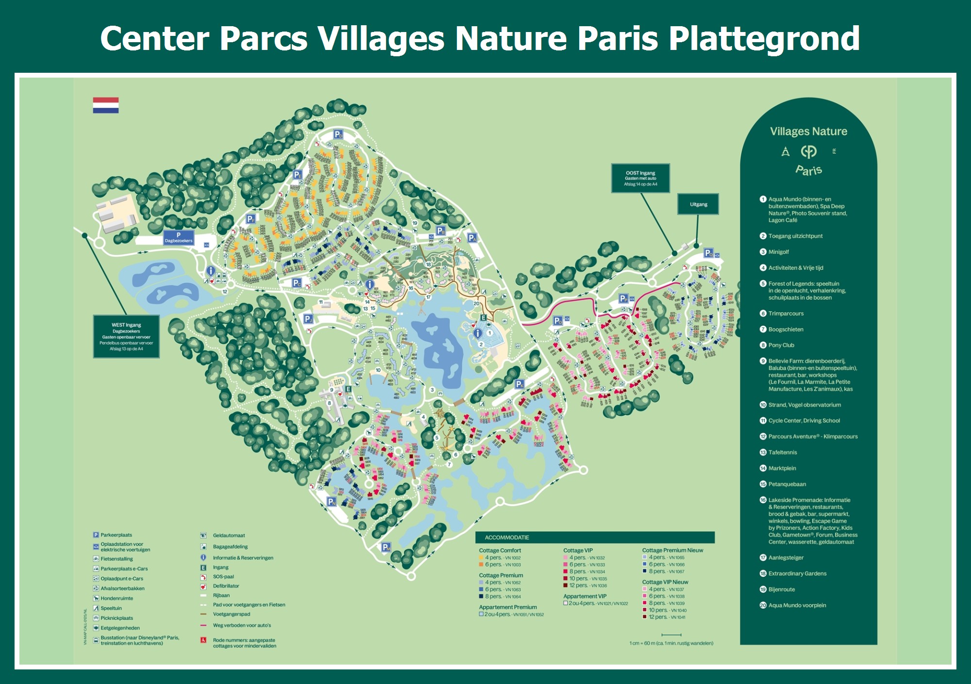 Plattegrond van Center Parcs Villages Nature Paris | ParkExplorer