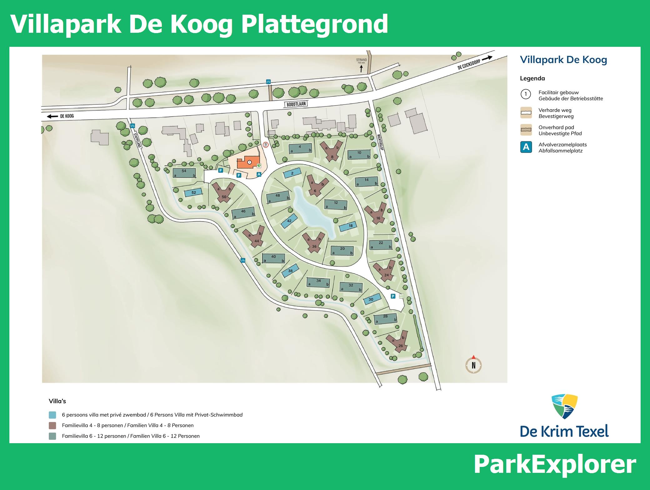 Plattegrond van Villapark De Koog - ParkExplorer