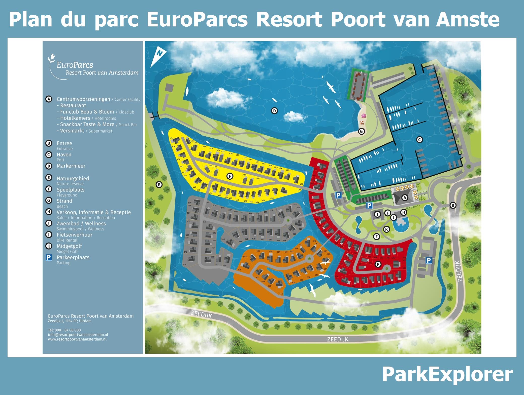 Le plan du EuroParcs Poort van Amsterdam | ParkExplorer