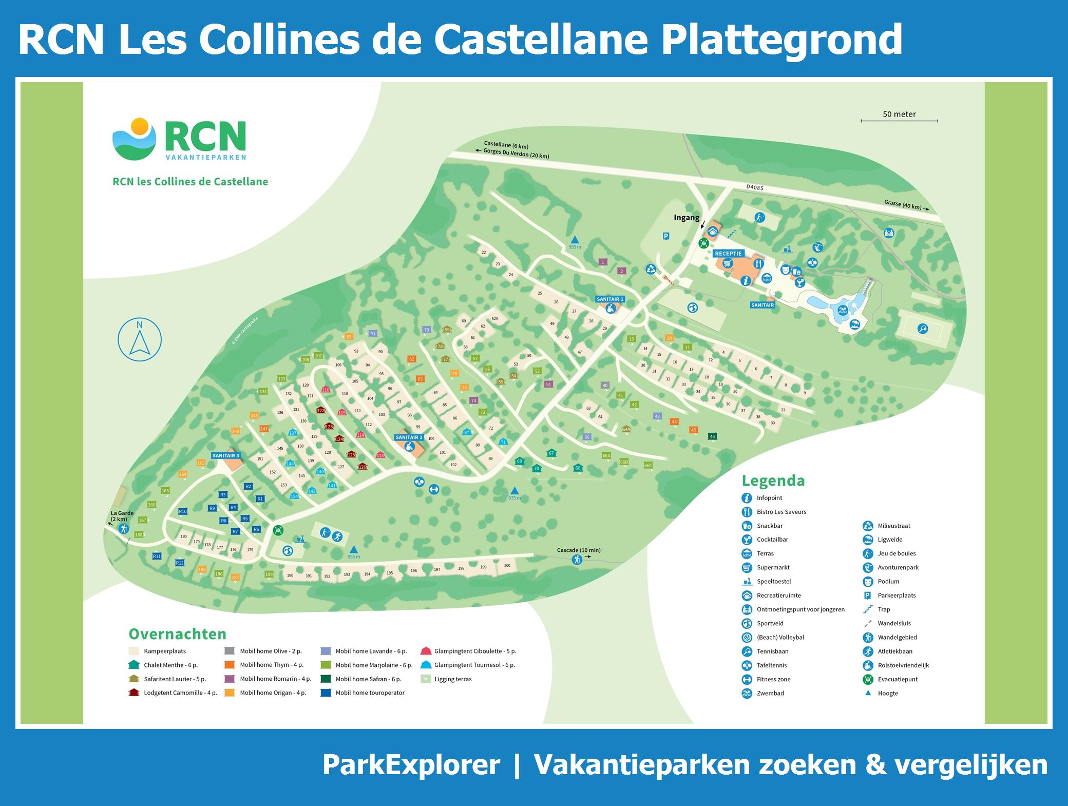 Plattegrond van RCN Les Collines de Castellane | ParkExplorer