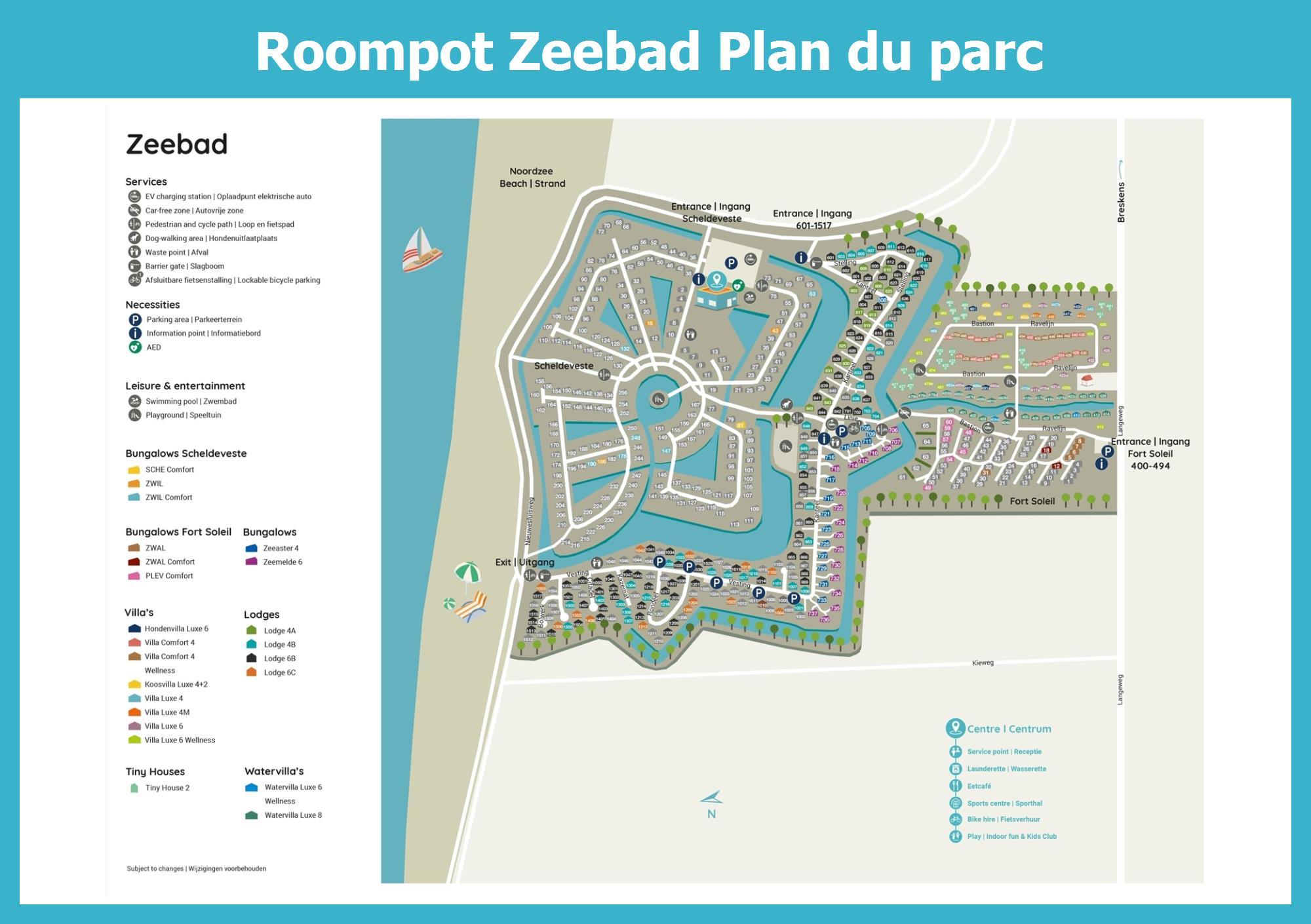 Le plan du Roompot Zeebad | ParkExplorer