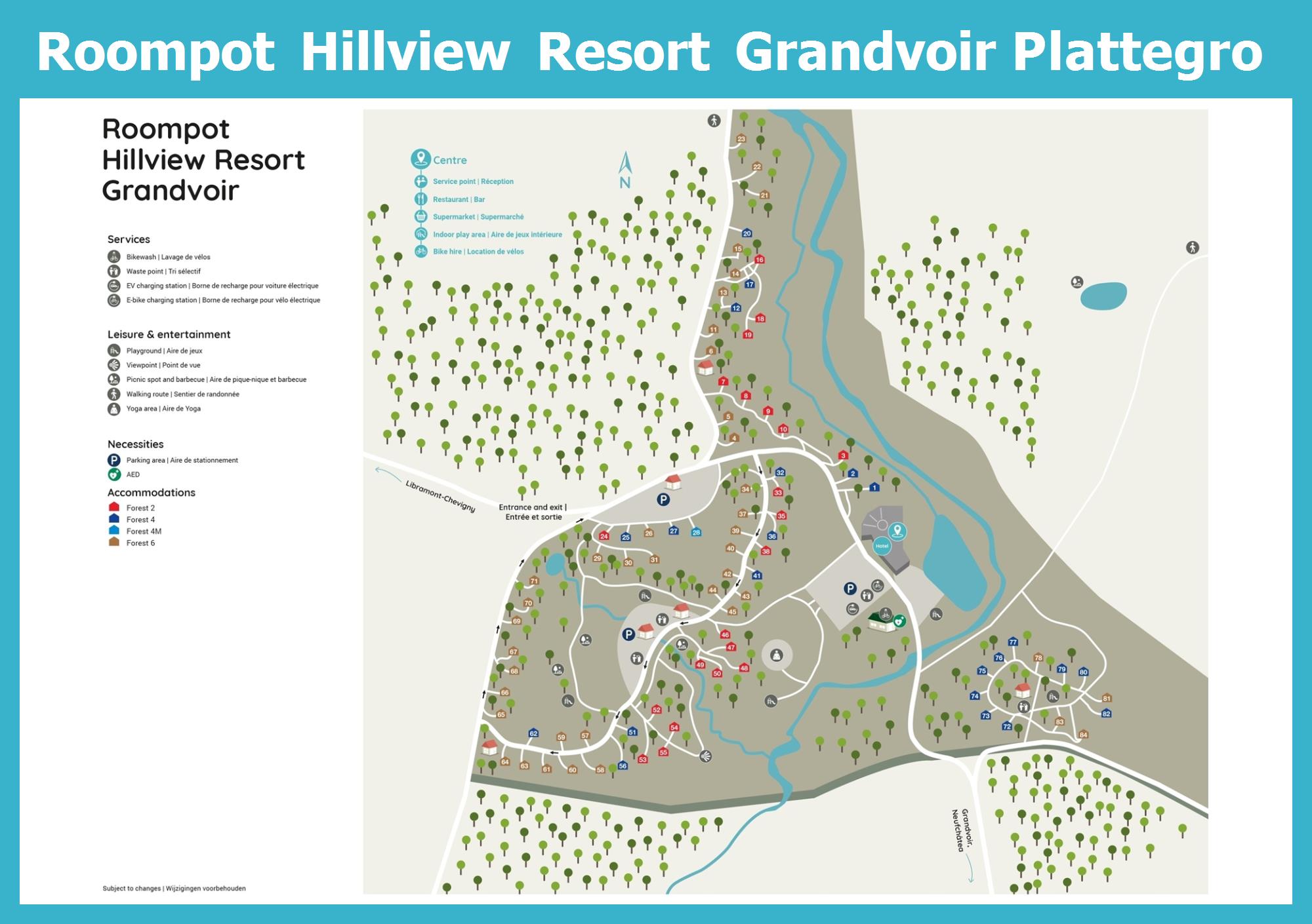 // Plattegrond van Roompot Hillview Resort Grandvoir | ParkExplorer
