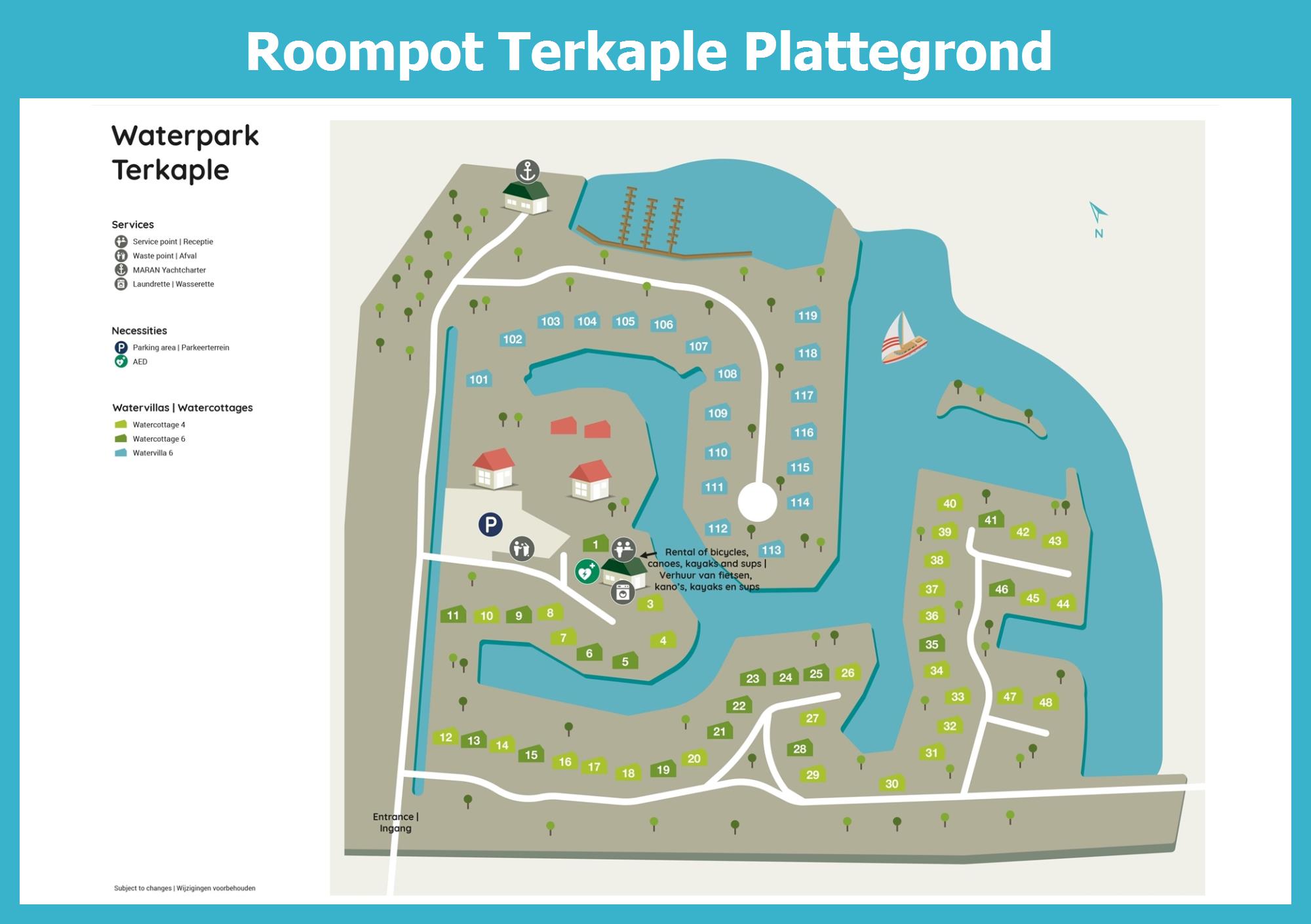 Plattegrond van Roompot Terkaple | ParkExplorer